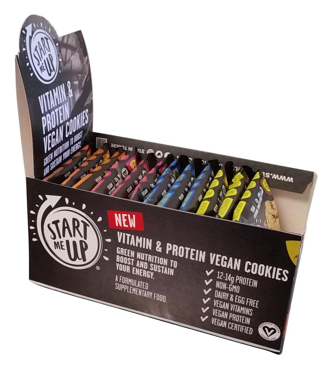 Assorted START ME UP Vegan Vitamin & Protein Cookies Pack (Box of 12 ...